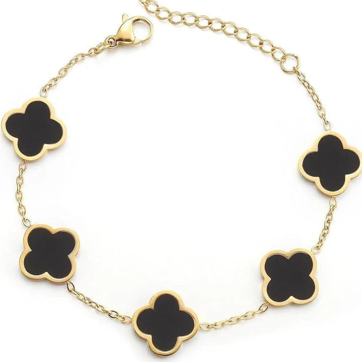 Double-Sided 5 Leaf Clover Bracelet – Elora Paris